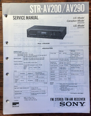 Sony STR-AV200 STR-AV290 Receiver Service Manual *Original* | eBay
