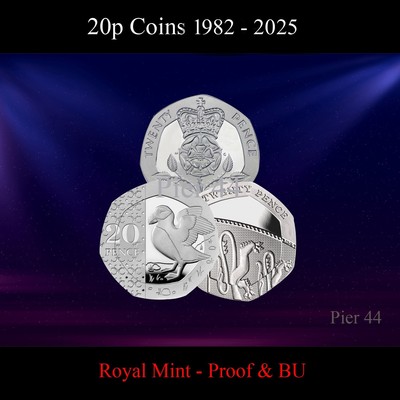1982 - 2026 Twenty Pence Coins 20p PROOF & Brilliant Uncirculated BU ...