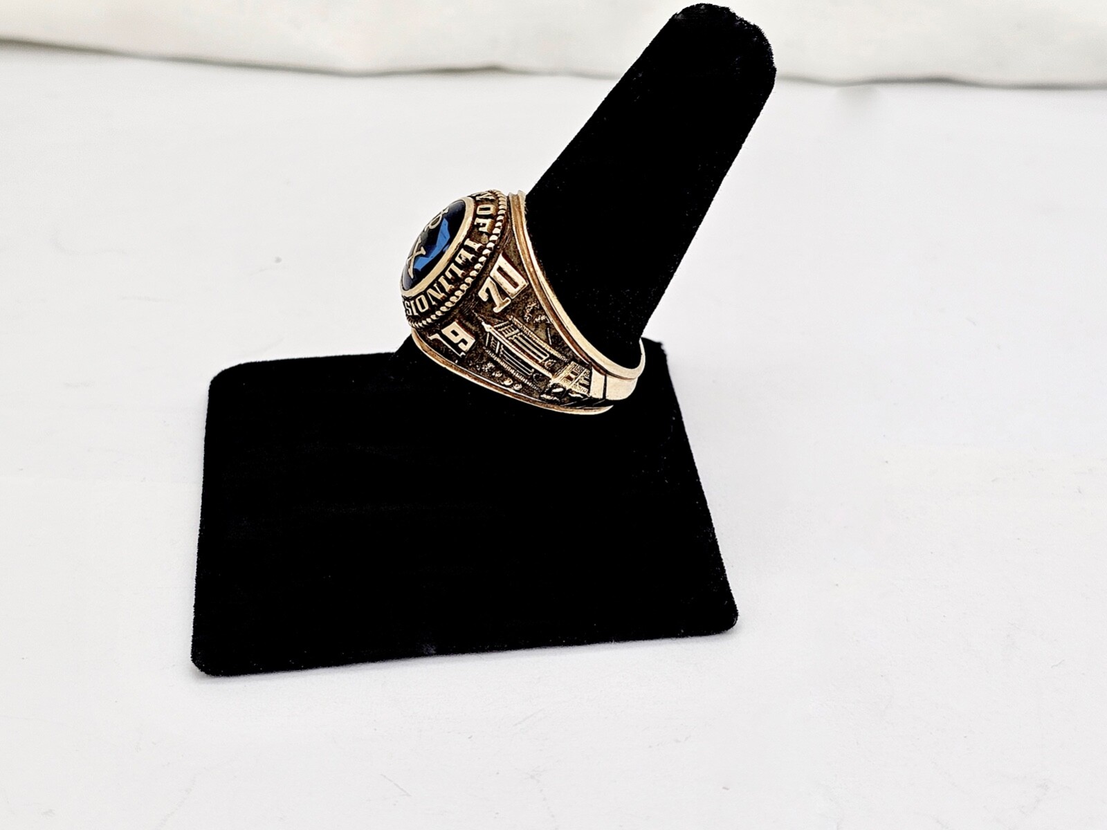 1970 UNIVERSITY OF ILLINOIS 10K GOLD LAB BLUE STONE CLASS RING,CHI PHI ...