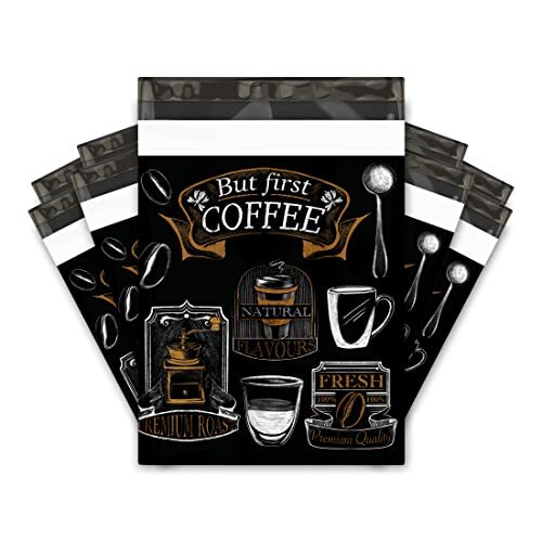 10x13 100 Coffee Bean Coffee Shop Designer Poly Mailers Shipping ...