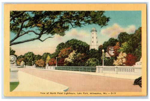 1950 View Of North Point Lighthouse Lake Park Milwaukee Wisconsin WI ...