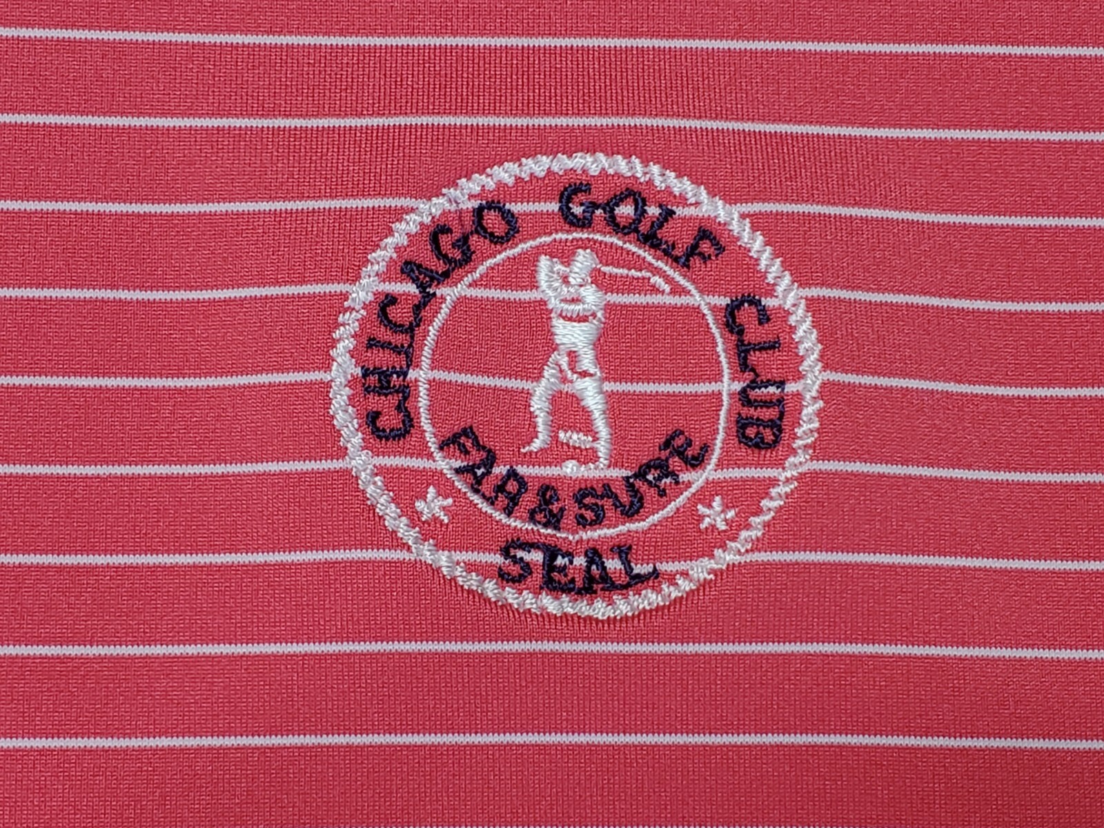 Chicago Golf Club F&G Tech Stretch Polo Shirt Men's Medium Pink Striped ...