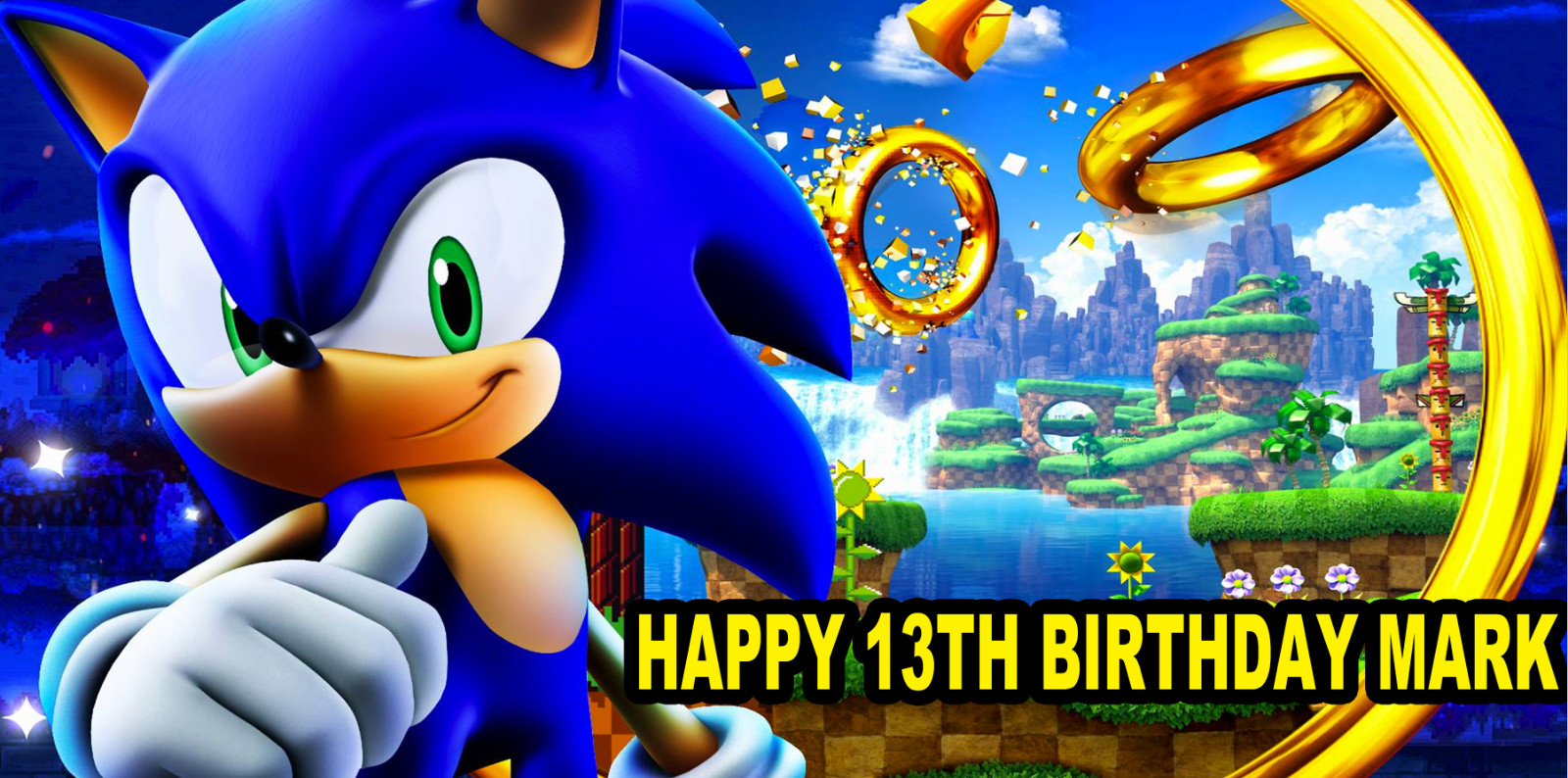 Birthday banner Personalized 6ft x 3 ft Sonic, Sonic Banner, Party decor