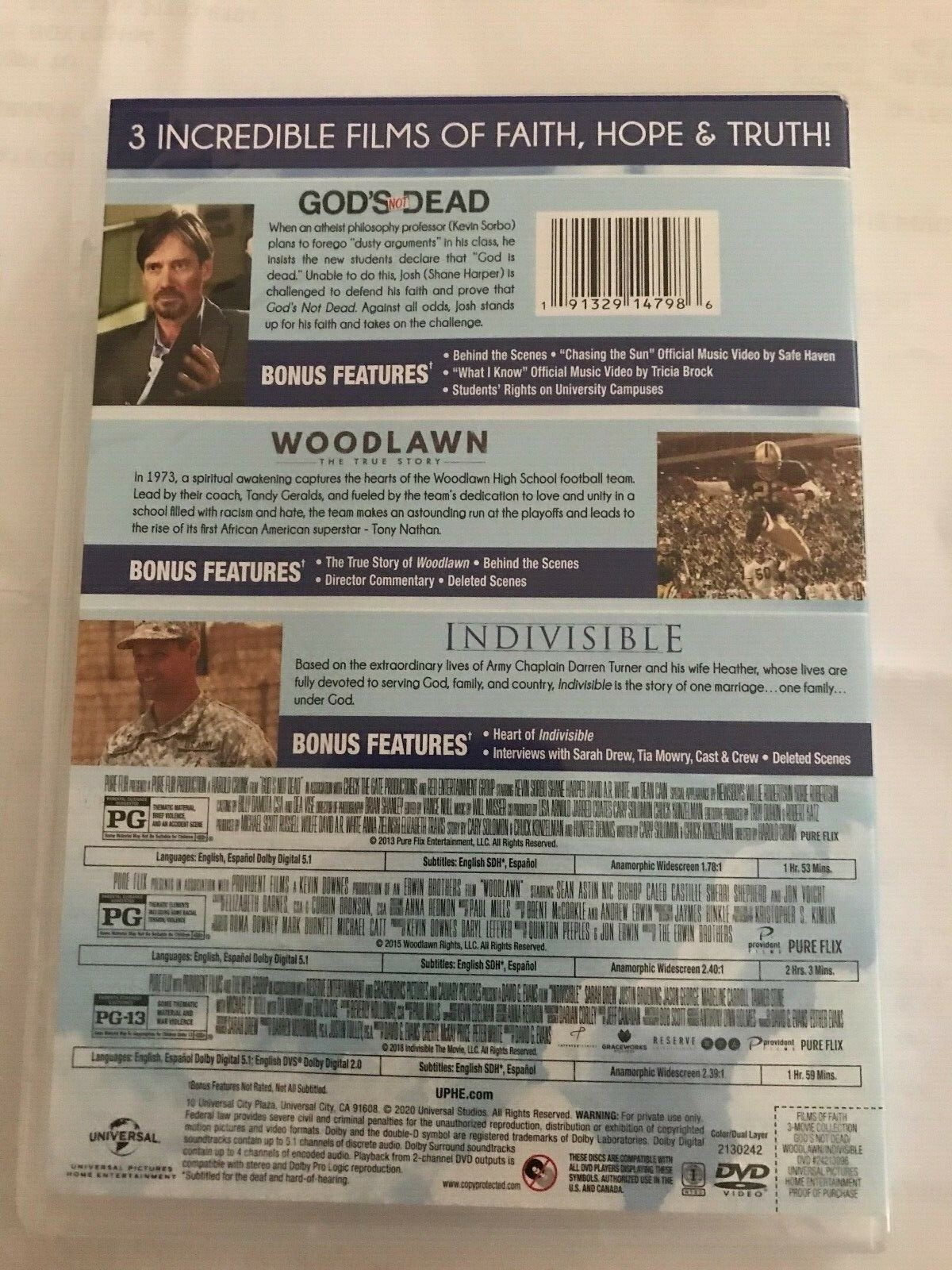 3 Films of Faith God's Not Dead,Woodlawn, Indivisible DVD NEW | eBay