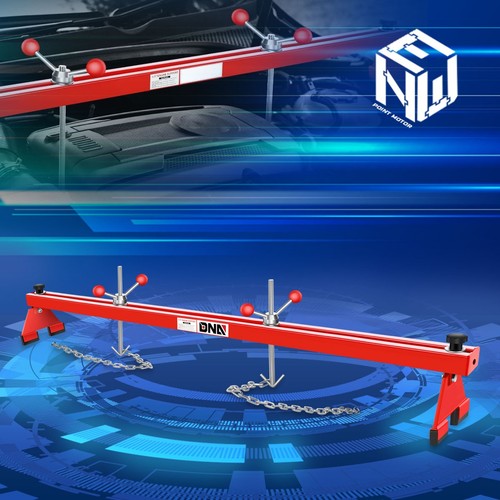1100lb Capacity 70.8 inches Engine Support Bar Transverse Hoist w/ Dual ...