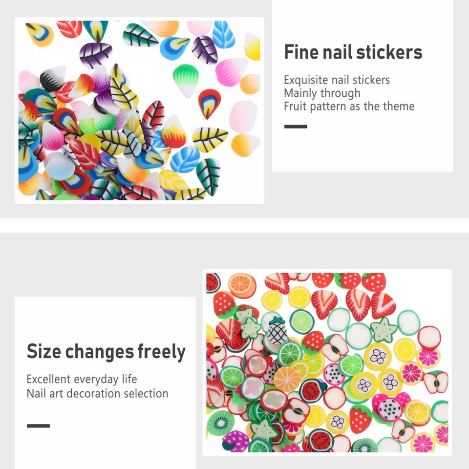 4 Packs Nail Charms Bulk Mix Polymer Clay Slices for Nails Fruit Decals ...