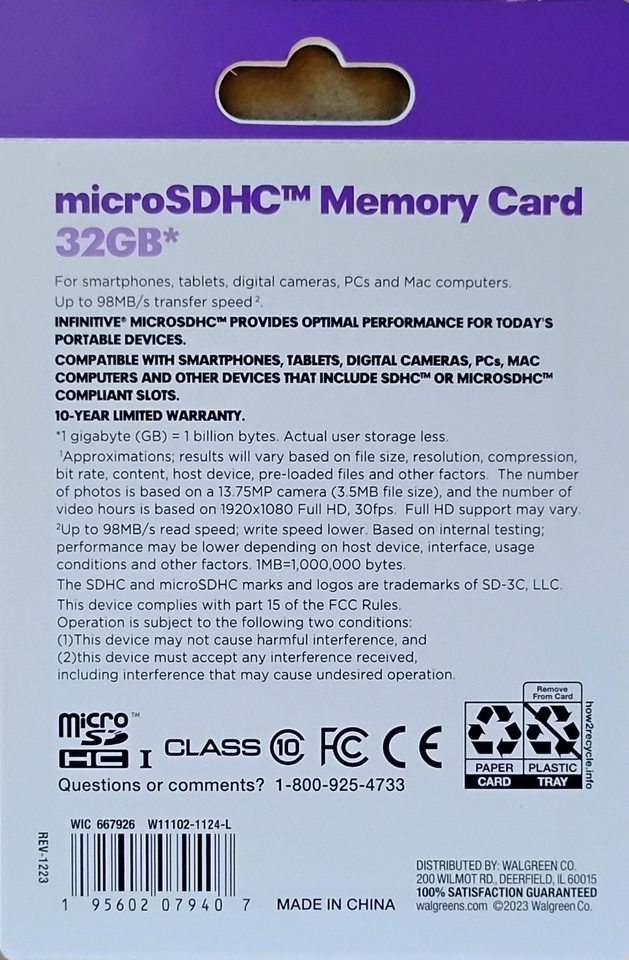Infinitive 32GB microSDHC Memory Card | Includes SD Adapter – Stores ...