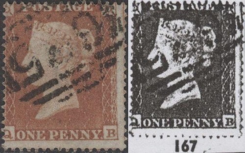 SG17 C1 1d Plate 167 'QB'. Actual Stamp From The Gardiner-Hill ...