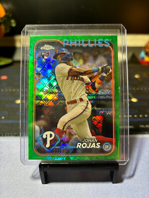 2024 Topps Chrome LOGOFRACTOR *JOHAN ROJAS* GREEN REFRACTOR /99* ROOKIE ...