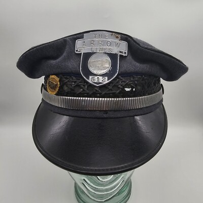 The Arrow Lines Vintage Bus Driver Cap With 12 Year Pin (Greyhound Hat ...