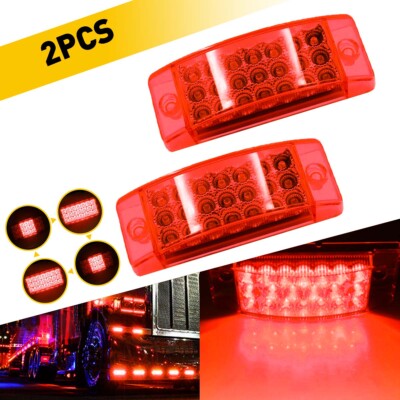 2X 6" Red 21-LED Clearance Side Marker Lights Truck Trailer Turn Signal ...