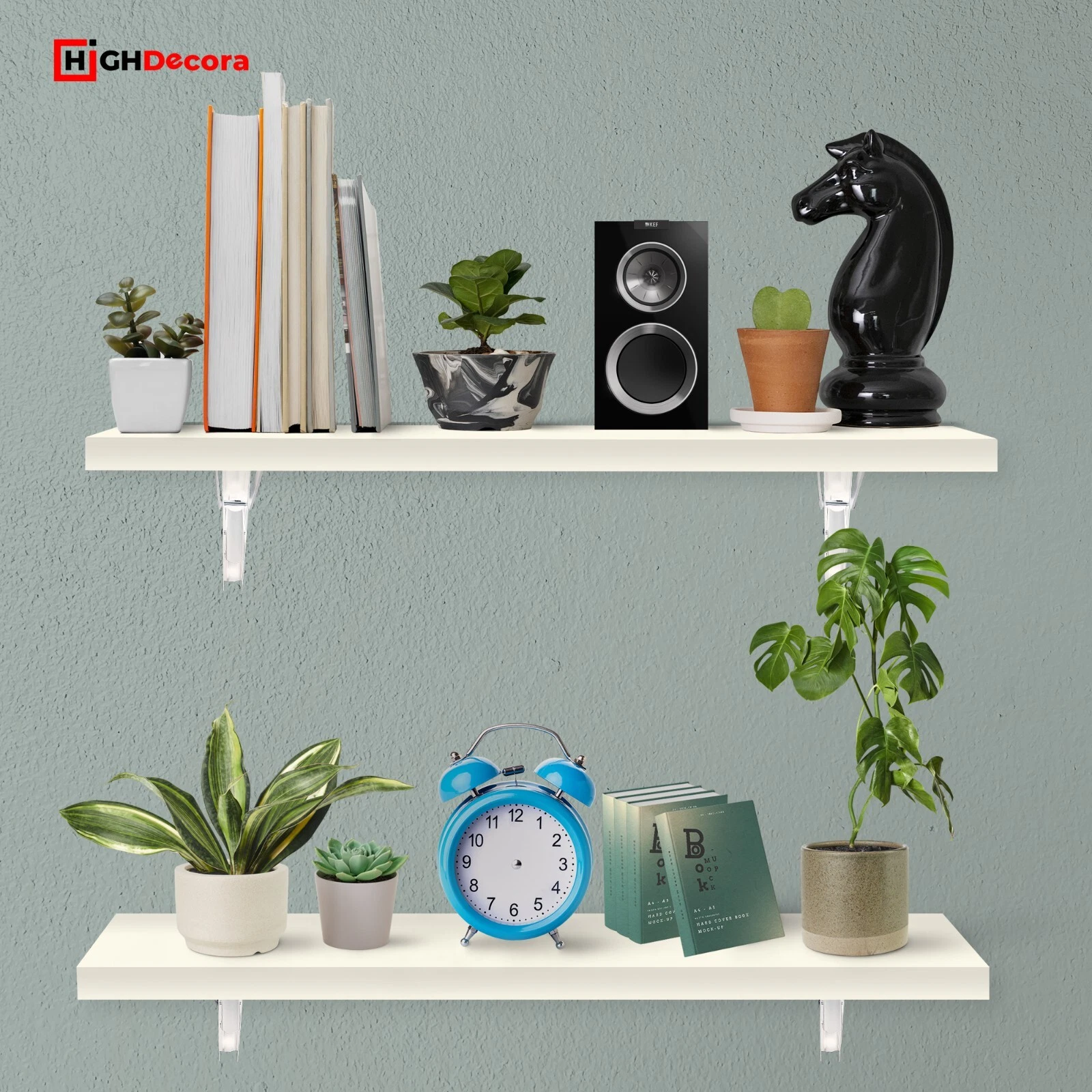 Highdecora Floating Shelves Wall Mounted Depth 300mm Set of 2 with Brackets