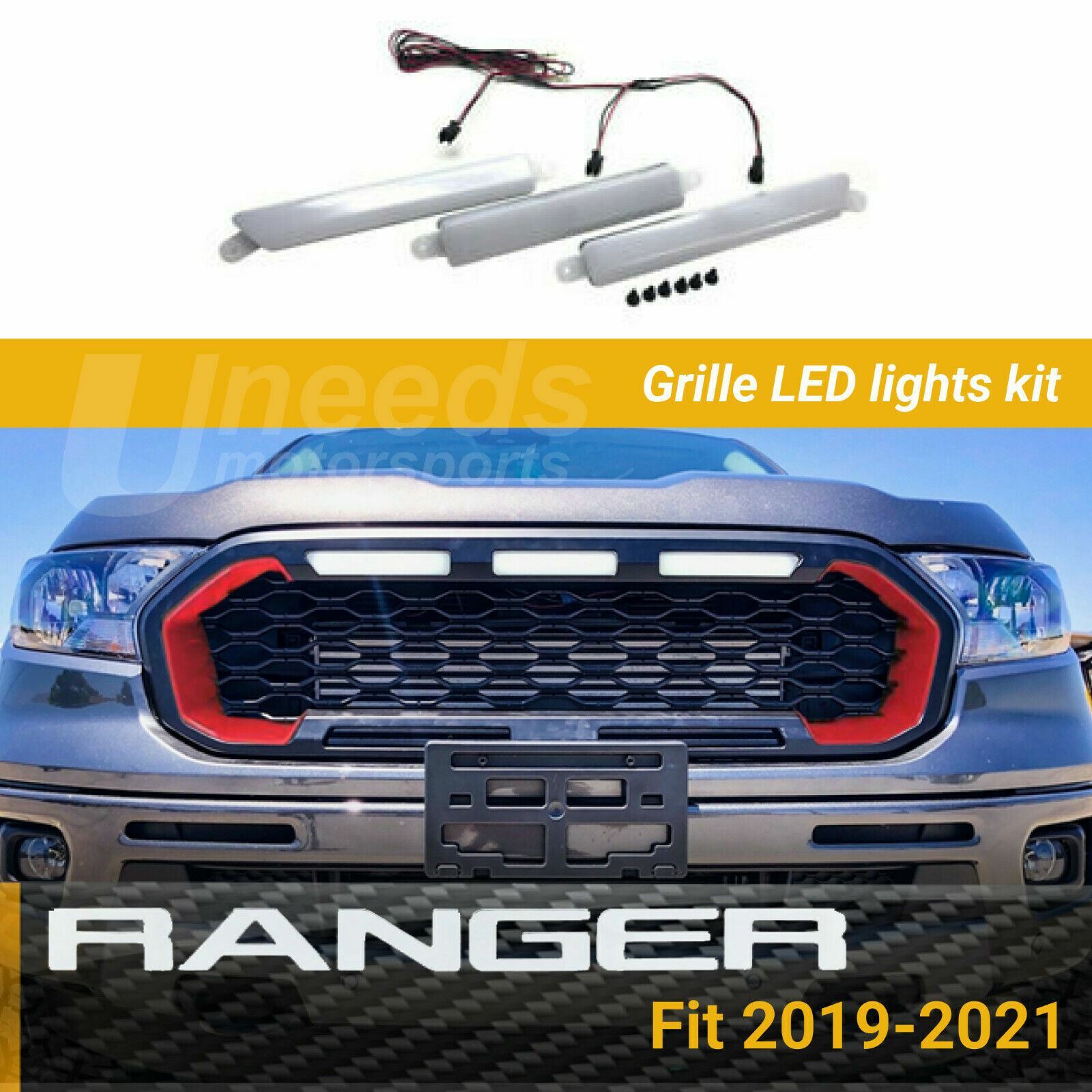 Fit 2019-2021 Ford Ranger Honeycomb Grille White LED Light Kits | eBay