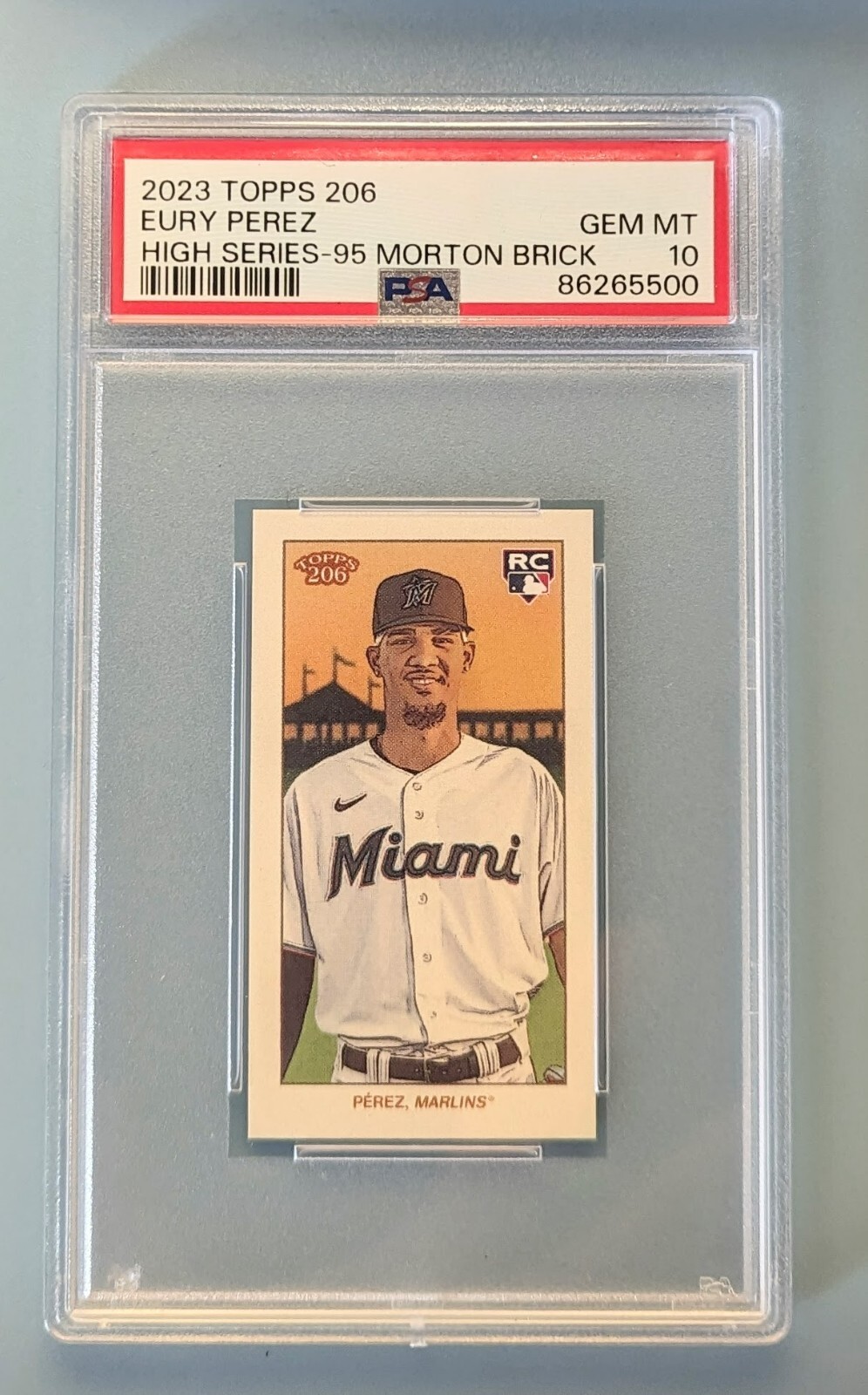 2023 Topps 206 Eury Perez RC 95 Morton Brick SP (25 Copies) PSA 10 GEM ...