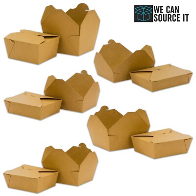 Disposable Kraft Takeaway Food Box with Tuck Lid Brown Cardboard Meal ...