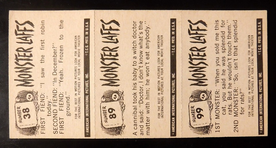 MONSTER LAFFS MIDGEE PANEL 1963 TOPPS MIDGEES EXCELLENT TO NEAR MINT ...