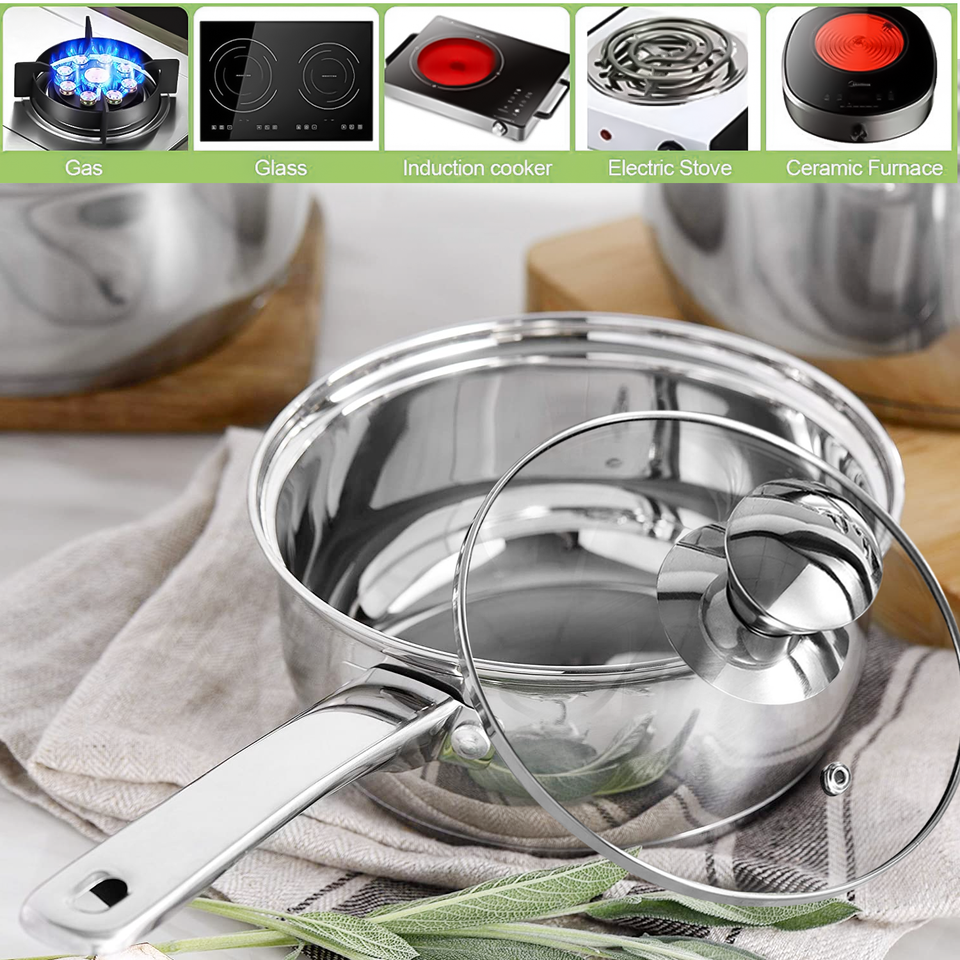 STAINLESS STEEL 12 Pcs INDUCTION HOB CASSEROLE POT COOKWARE SAUCEPAN ...