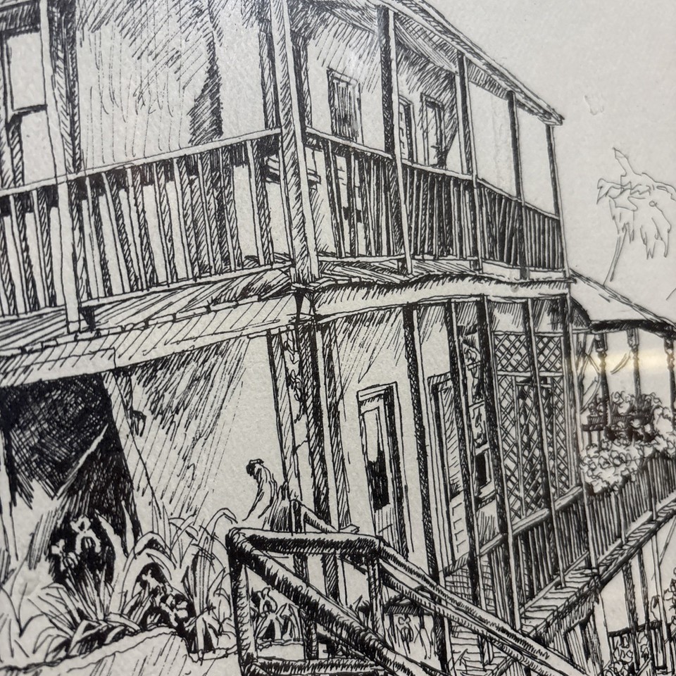ANNE BASSETT Jerome Arizona PRINT Pen Ink SKETCH SIGNED 1983 | eBay