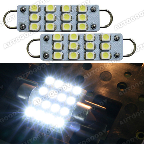 Bright White LED Bulbs 12 SMD Festoon lights 42mm to 44mm Rigid Loop | eBay