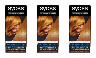 3x Syoss Honigblond 8_7 Warmes Blond Permanente Coloration ...
