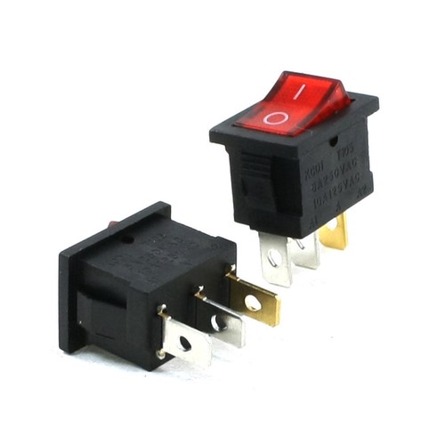 5PCS Red Light ON/OFF Rocker Switch 6A 250VAC 10A 125VAC SPST 2 ...