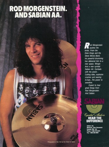 1990 Print Ad of Sabian AA Drum Cymbals w Rod Morgenstein of Winger | eBay