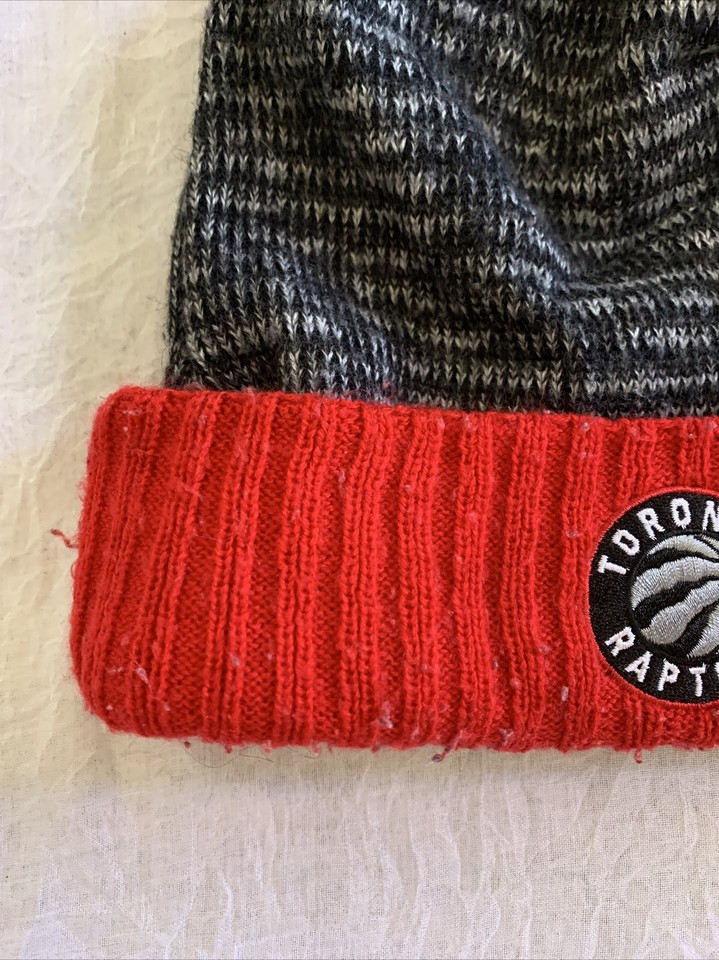 Mitchell and Ness NBA Toronto Raptors Beanie Hat with Pom Gray, Black ...