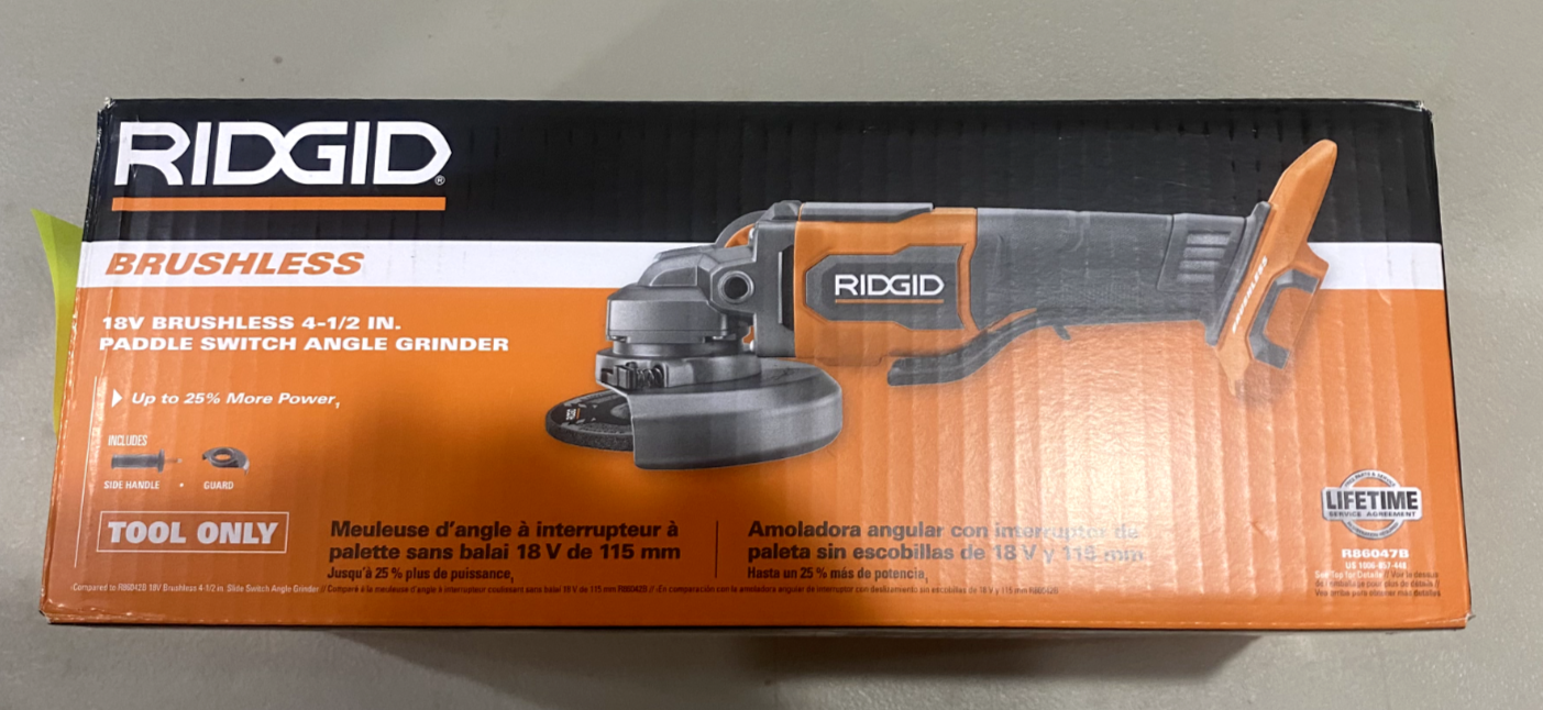 RIDGID 18V Brushless 4-1/2 in. Paddle Switch Angle Grinder Tool Only ...