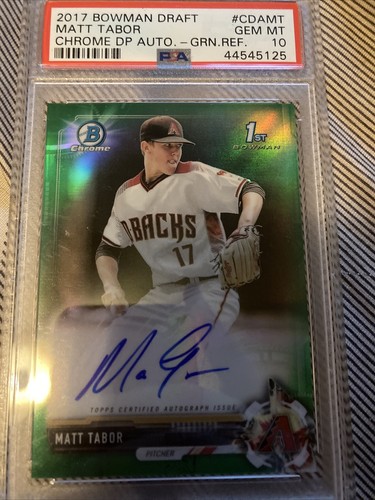 PSA 10 Gem Mint 2017 Bowman Draft Rookie Matt Tabor Auto /99 RC Dbacks ...