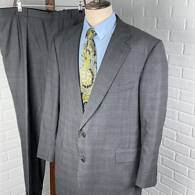 Joseph Scafidi Suit Men 49/42W x 30L Gray Blue Plaid Bespoke Classic ...