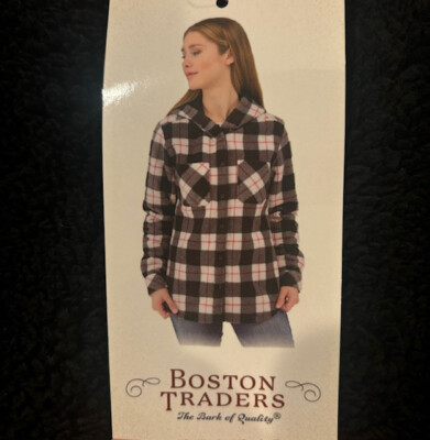 Boston Traders WOMEN Sherpa Lined Hooded JACKET (BLACK/WHITE/RED MEDIUM ...