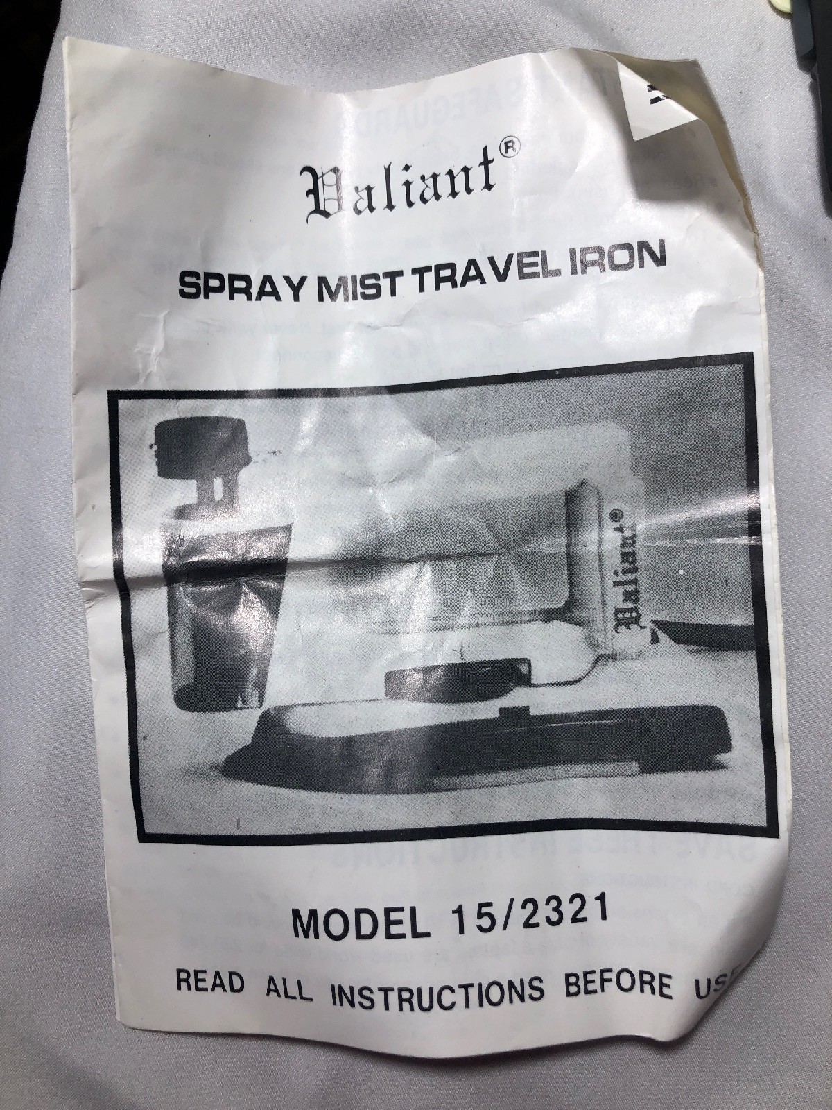 Vintage Valiant Model 15/2321 Spray Mist Travel Iron Morris Struhl Inc ...