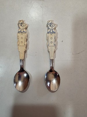 Vintage Popeye The Sailor Man Spoons Set of 2 Stainless Plastic Handles ...