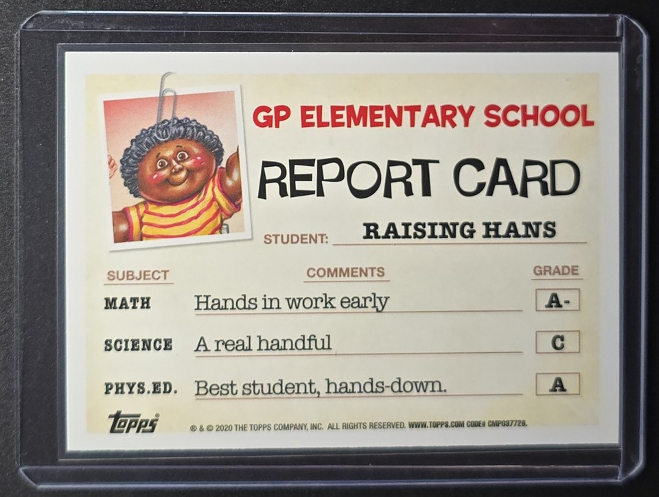 2020 Garbage Pail Kids Late to School Raising Hans 22a - Green | eBay
