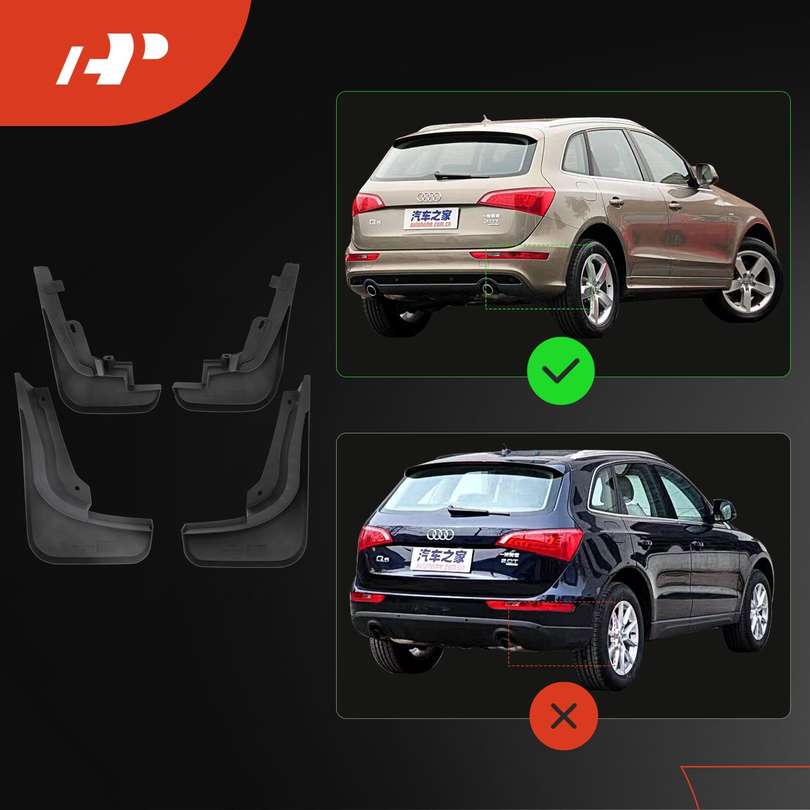 Set of 4 Splash Guards Mud Flaps Mudguard Front & Rear for Audi Q5 2009 ...