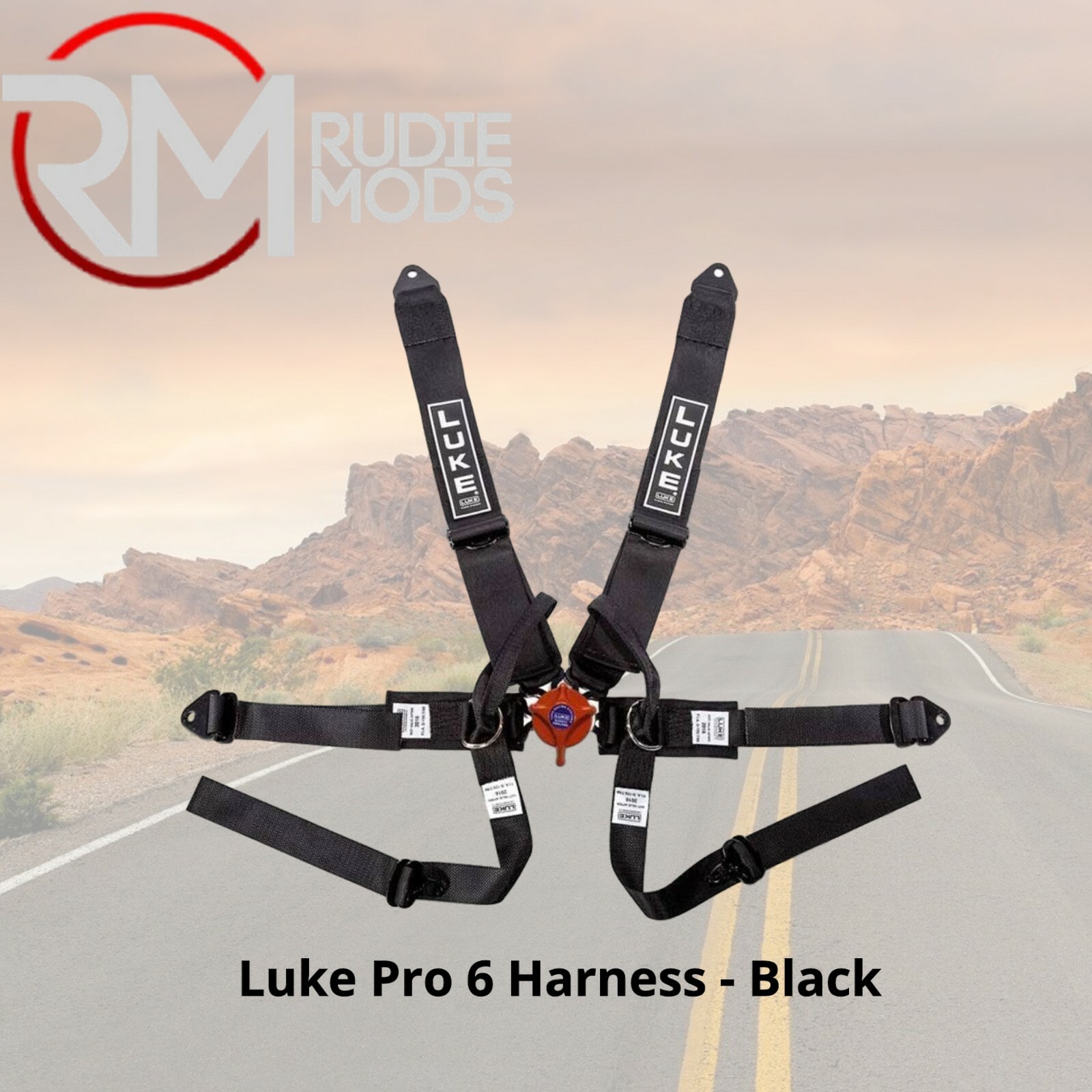 LUKE Professional Pro 6 Point Harness - TRACK - FAST ROAD - Black 50mm ...