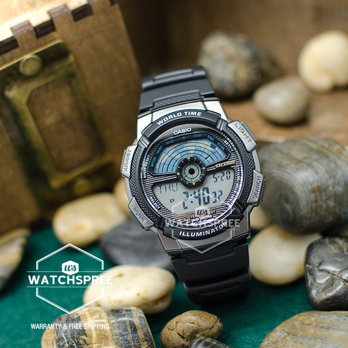 Authentic Casio Ae-1100w-1a World Time Illuminator Digital Watch Ae1100 ...