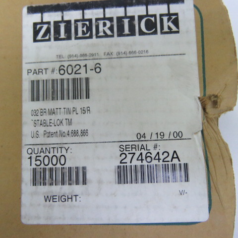 Zierick 6021-6 Qty of 130 per Lot Quick Disconnect Terminal: 10.16: 7. ...