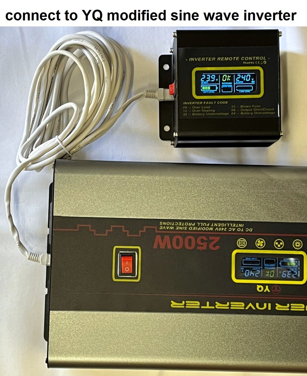 12V/24V Colour LCD monitor Remote Control + 3m Long Cable for YQ Power ...