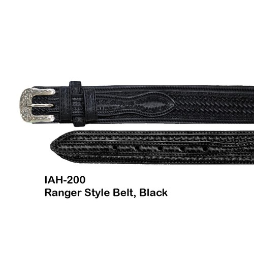 Ranger Belt Co Black Ranger Style Belt Basketweave Tooled Leather Size ...