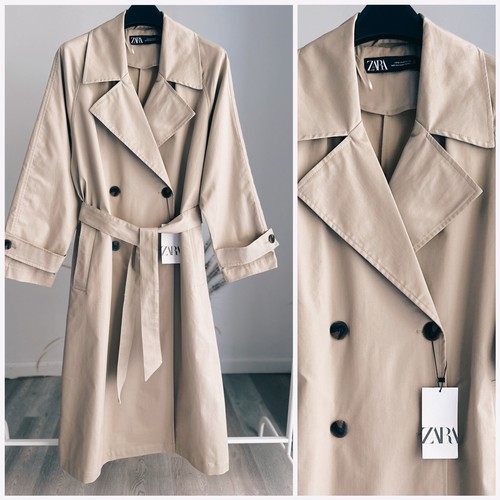 ZARA BASIC BELTED TRENCH COAT BEIGE NWT M L | eBay