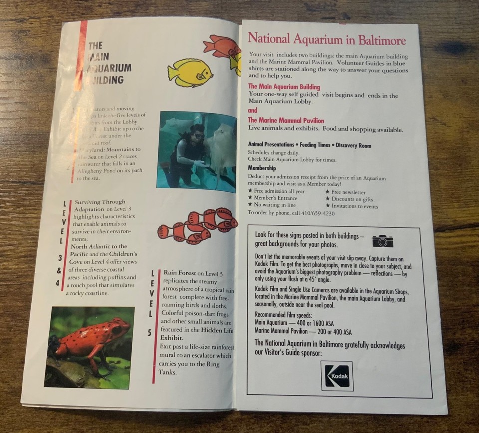 Visitor's Guide National Aquarium Baltimore Maryland Brochure Pamphlet ...