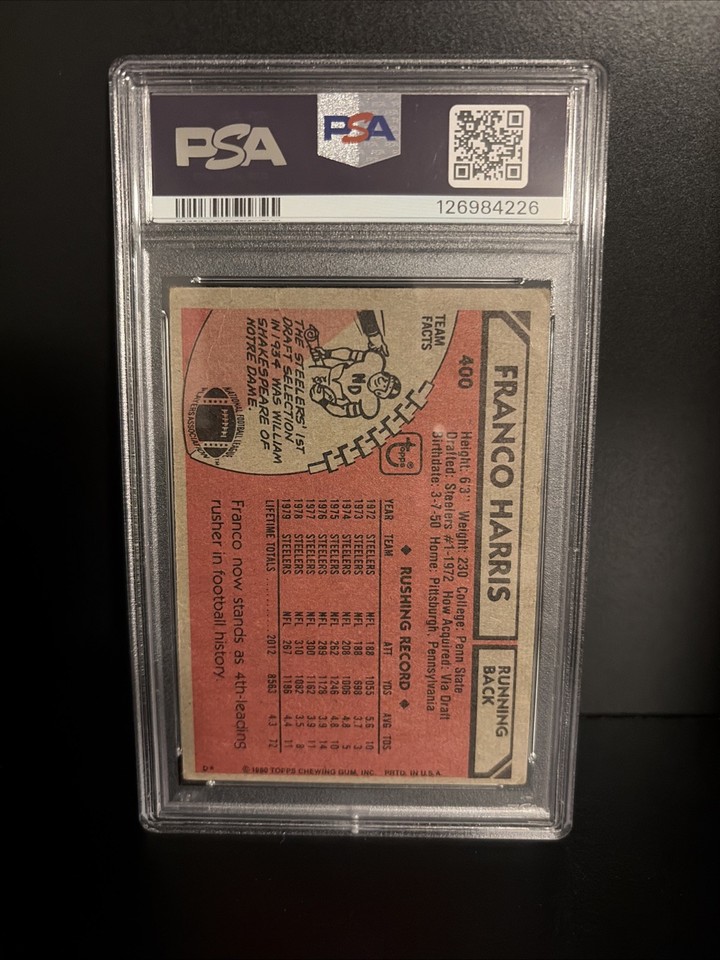 1980 Topps - Franco Harris #400 PSA 2 AUTOGRAPH PSA CERTIFIED 7 | eBay