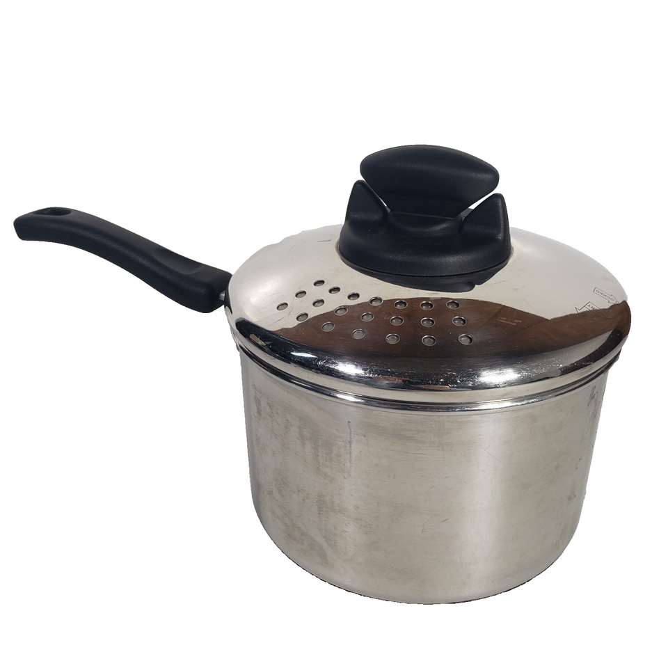 Farberware 3 qt Copper Bottom Sauce Pan w Pour & Strain Locking Lid | eBay