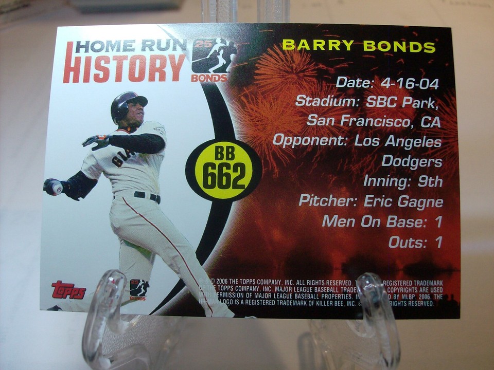 2006 Topps Barry Bonds Home Run History #BB662 Barry Bonds (90444) | eBay