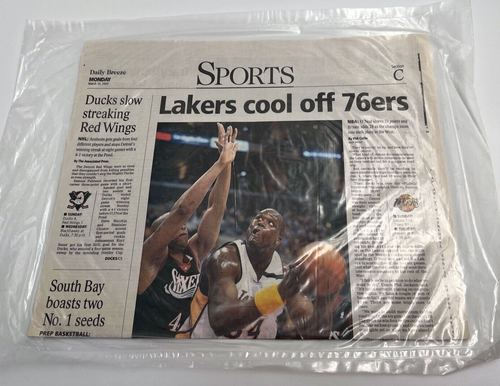 Shaquille O'Neal Lakers NBA Vintage Newspaper March 10, 2003 | eBay