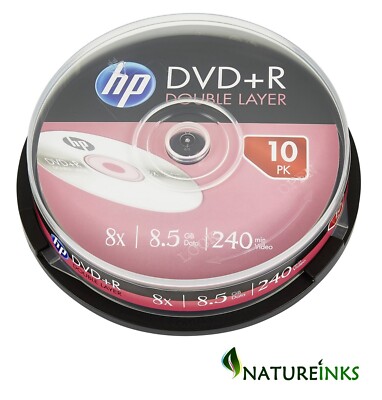 10 HP Blank DVD+R DL Double Layer 8.5GB 8x Discs DRE00060-3 Cakebox | eBay