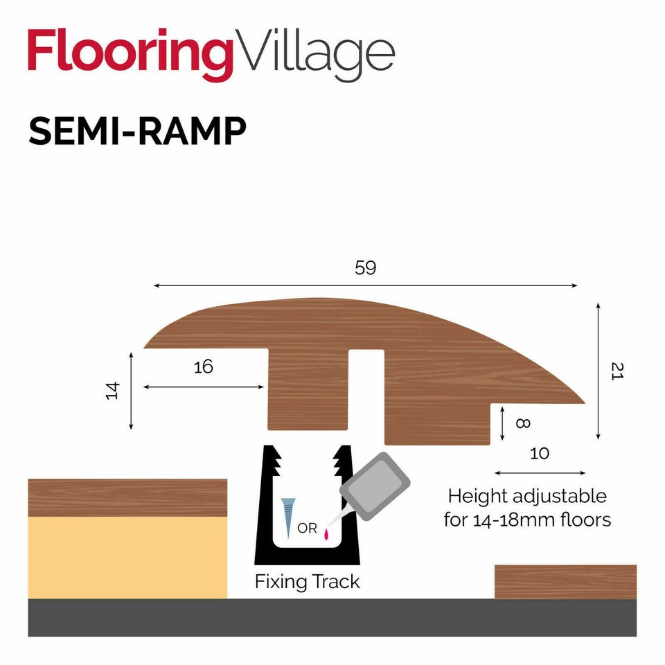 Semi Ramp Reducer CARPET WOOD Flooring Profile Trims Door Threshold ...