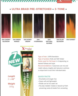 Xpression Hair Color Chart Xpression Ultra Braid Pre Stretched