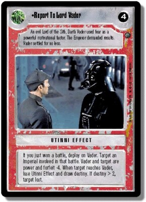 SWCCG: Report To Lord Vader [Moderately Played] Dagobah Star Wars CCG ...